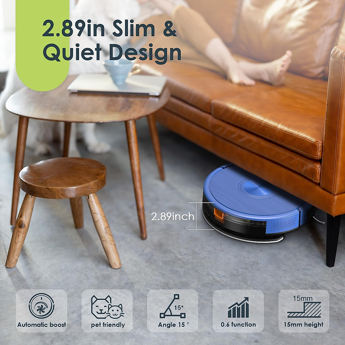 Robot Vacuum and Mop Combo, 3 in 1 Mopping Robotic Vacuum with Schedule, App/Bluetooth/Remote, Max Suction 1600Pa, Self-Charging Robot Vacuum Cleaner, Slim, Ideal for Hard Floor, Pet Hair, Carpet