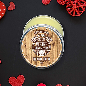 Viking Revolution Cedar and Pine Beard Balm - Beard Butter with Argan Oil, Beard Softener for Men with Jojoba Oil - Beard Moisturizer for Men with Beeswax - Beard Wax for Men (2oz, 1 Pack)