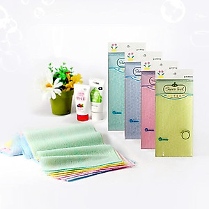 Premium Exfoliating Washcloth Towel(4 Color) Korean Loofah Bath Sponge Long Back Scrubber African Bath Sponge African Long Net for Shower/It Becomes Softer as You use.by NOPIGO