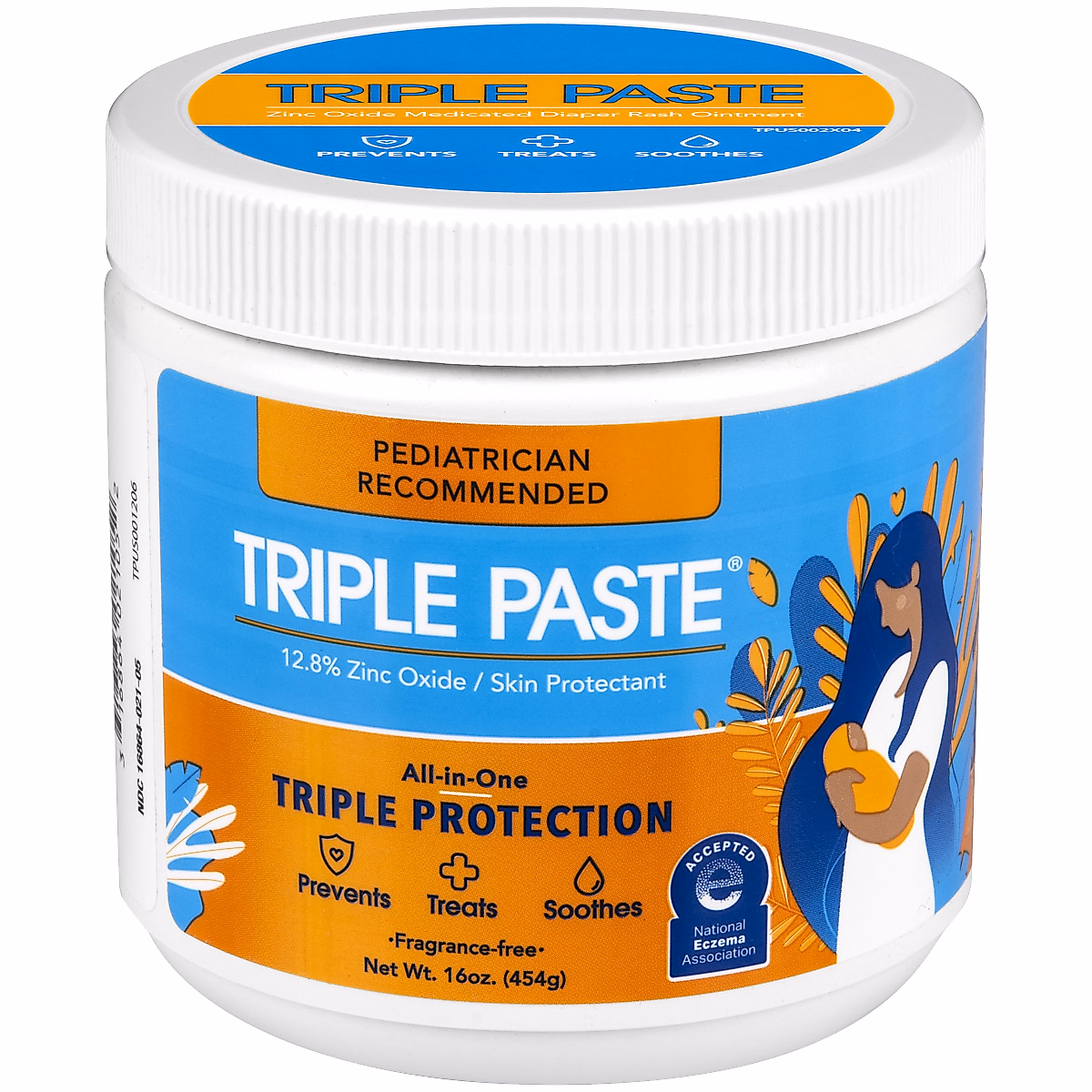 Triple Paste Diaper Rash Cream for Baby - 16 Oz Tub - Zinc Oxide Ointment Treats, Soothes and Prevents Diaper Rash - Pediatrician-Recommended Hypoallergenic Formula with Soothing Botanicals