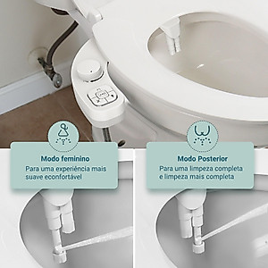 SAMODRA Non-Electric Bidet - Self Cleaning Dual Nozzle (Frontal and Rear Wash) Fresh Water Bidet Toilet Seat Attachment with Independent Adjustable Water Pressure (Classic White)