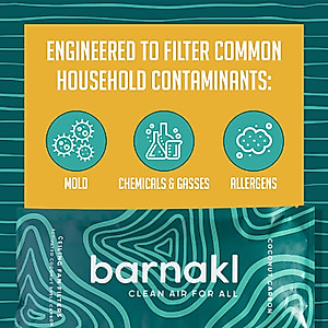Barnakl Ceiling Fan Filters | Activated Coconut Shell Carbon Filter | Easy-Stick Universal Ceiling Fan Air Filters | Unscented Ceiling Fan Blade Filters for Common Household Contaminants, (3-Count)