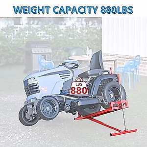 DetalleGo Ride on Lawn Mower Jack Lift, Telescopic Maintenance Jack for Lawn Mowers and Garden Tractors, Weight Capacity 880 Lbs, Lawn Mower Lift with Crank Handle & Power Tool Handle