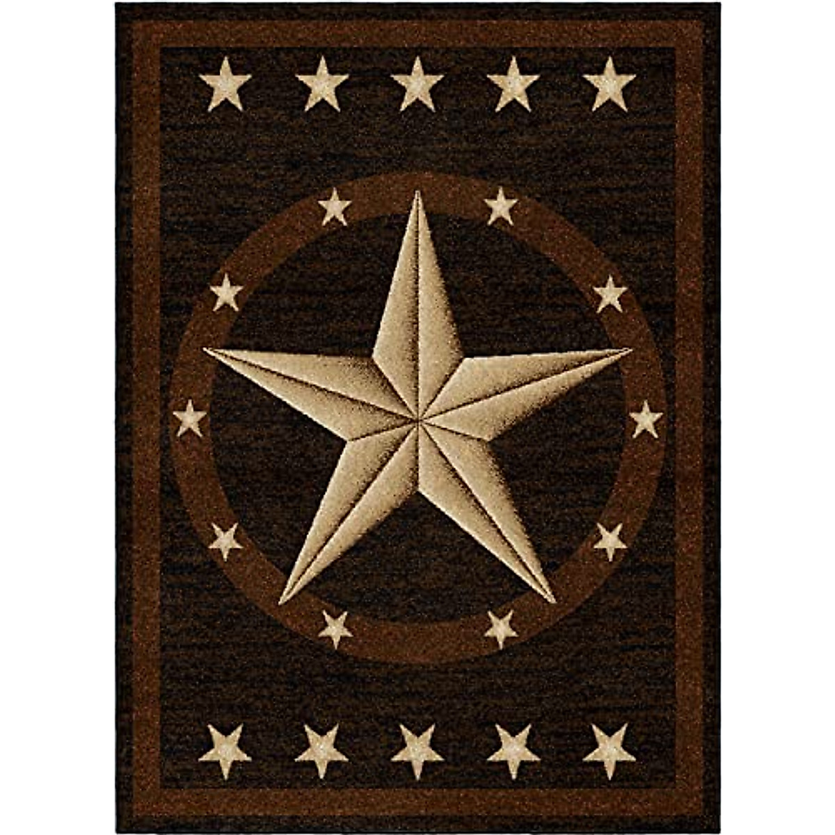 Rustic Lodge, Texas Star Area Rug, 5'3" W x 7'3" L, Black 3683