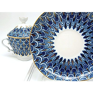 Lomonosov Porcelain Tea Maker Forget-me-not Tea Cup with Lid and Saucer