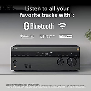 Sony STR-AN1000 7.2CH Surround Sound Home Theater 8K A/V Receiver: Dolby Atmos, DTS:X, Digital Cinema Auto Calibration IX, Bluetooth, WiFi, Chromecast, Spotify, AirPlay, HDMI 2.1 (Renewed)