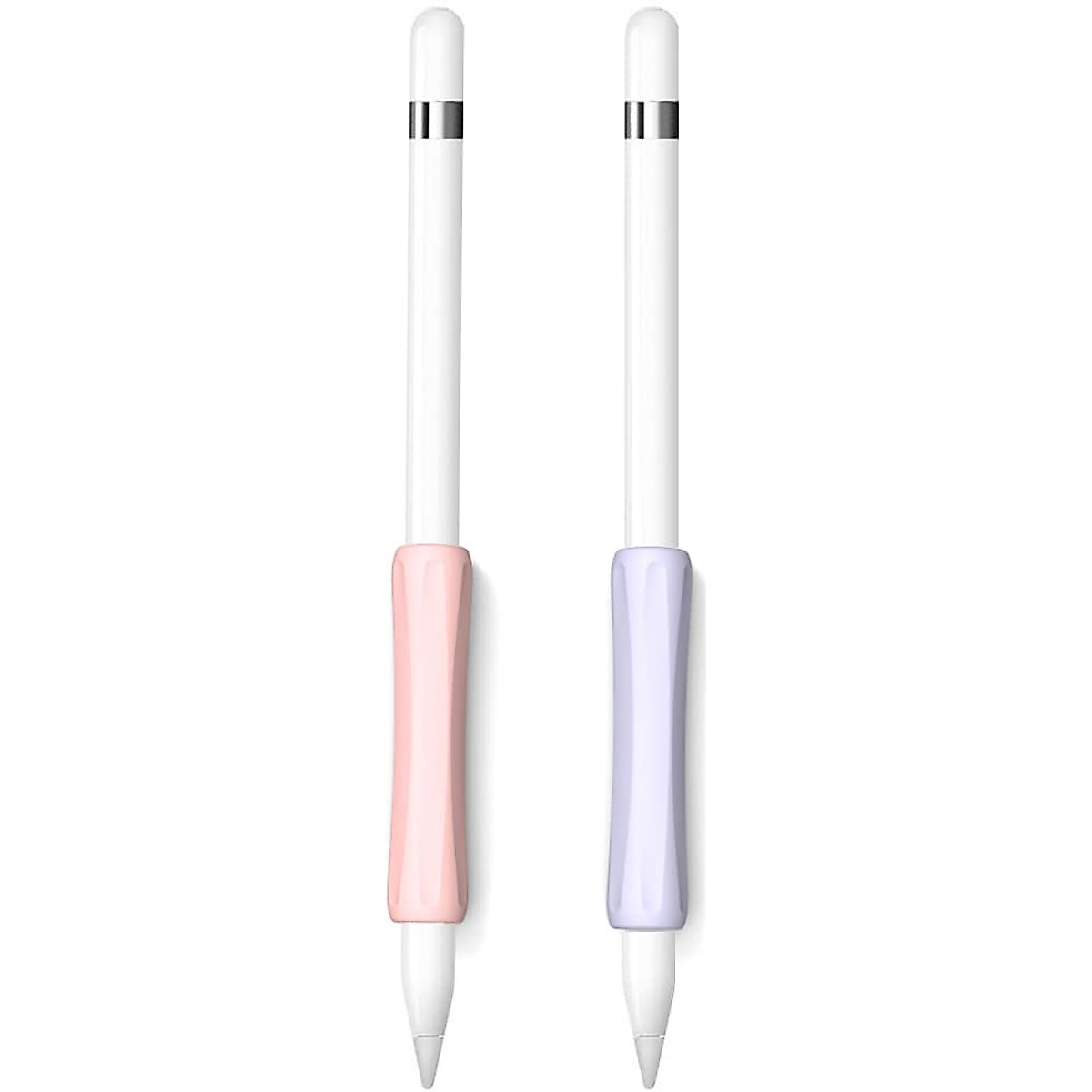 ProElife 2-Pack Ergonomics Grip Holder Anti-rolling Protective Sleeve Cover for Apple Pencil 2nd & 1st Gen 2022-2018 iPad Pro 12.9'' 11''/Air 10.9'' Stylus Accessory Kits (Pink/Purple)