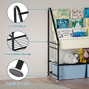 ORLESS Kids Bookcases Freestanding Book Shelf for Kids Rooms, Bedroom, Children Bookcase Toy Storage Metal Black Cabinets Shelves