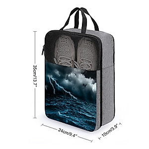 Frcavbin Travel Shoe Bag Shoes Carrier with Handle and Zipper Foldable Shoe Puches Organizer for Home storage School starts (Storm Ocean)