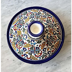 ARTKISH Hand Painted Moroccan Ceramic Tagine Cooking Pot Cookware for Cook and Serving - Pottery Tajin Dishware Perfect Housewarming Gift. (35cm = 14 inch)