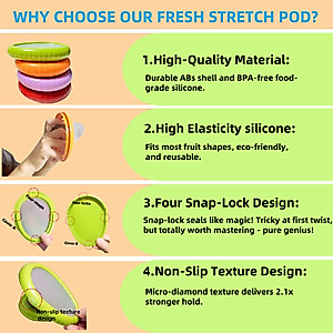 4 Pack Reusable Silicone Food Storage Containers - Avocado Saver & Onion Storage, BPA-Free, Fruit and Vegetable Anti-Oxidation Storage Box, Prevent Flavor Mixing, Fresh Pod for Fridge, Keep Fresh