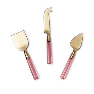 Two's Company Pink Blush Cheese Knives in Gift Box, Set of 3, Stainless Steel, Kitchenware and Accessories, 54707