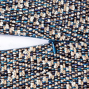 Phantoscope Decorative Boho Throw Pillow with Pillow Insert Included, Hand Woven Textured Pillow Cover with Fringe Trim, Modern Farmhouse Square Cushion Pillow, Dark Blue 12 x 20 Inches