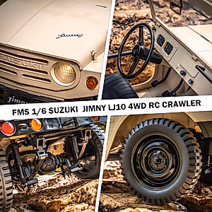 Fms 1/6 Jimny LJ10 RC Crawler 4WD 15KM/H Official Licensed Model Car Hobby Grade Remote Control Vehicle with LED Lights 4-Ch 2.4GHz Transmitter Included for Boys and Adult…