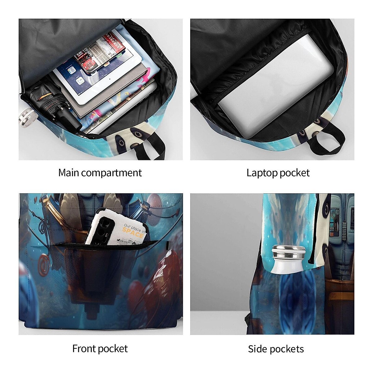 dreambest Panda Animal 3 Piece Large Capacity Backpack Set With Lunch Bag & Pencil Case, Perfect For Travel