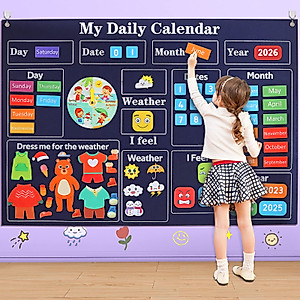 My First Daily Calendar-Preschool Classroom Must Haves, Circle Time Learning Center, Days of the Week Chart for Toddlers Learning, Classroom Calendar for Kids, 3.3Ft Felt Board for Toddlers