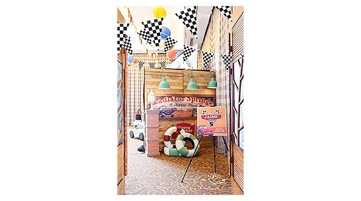 100ft Black & White Checkered Flag Racing Party Banner