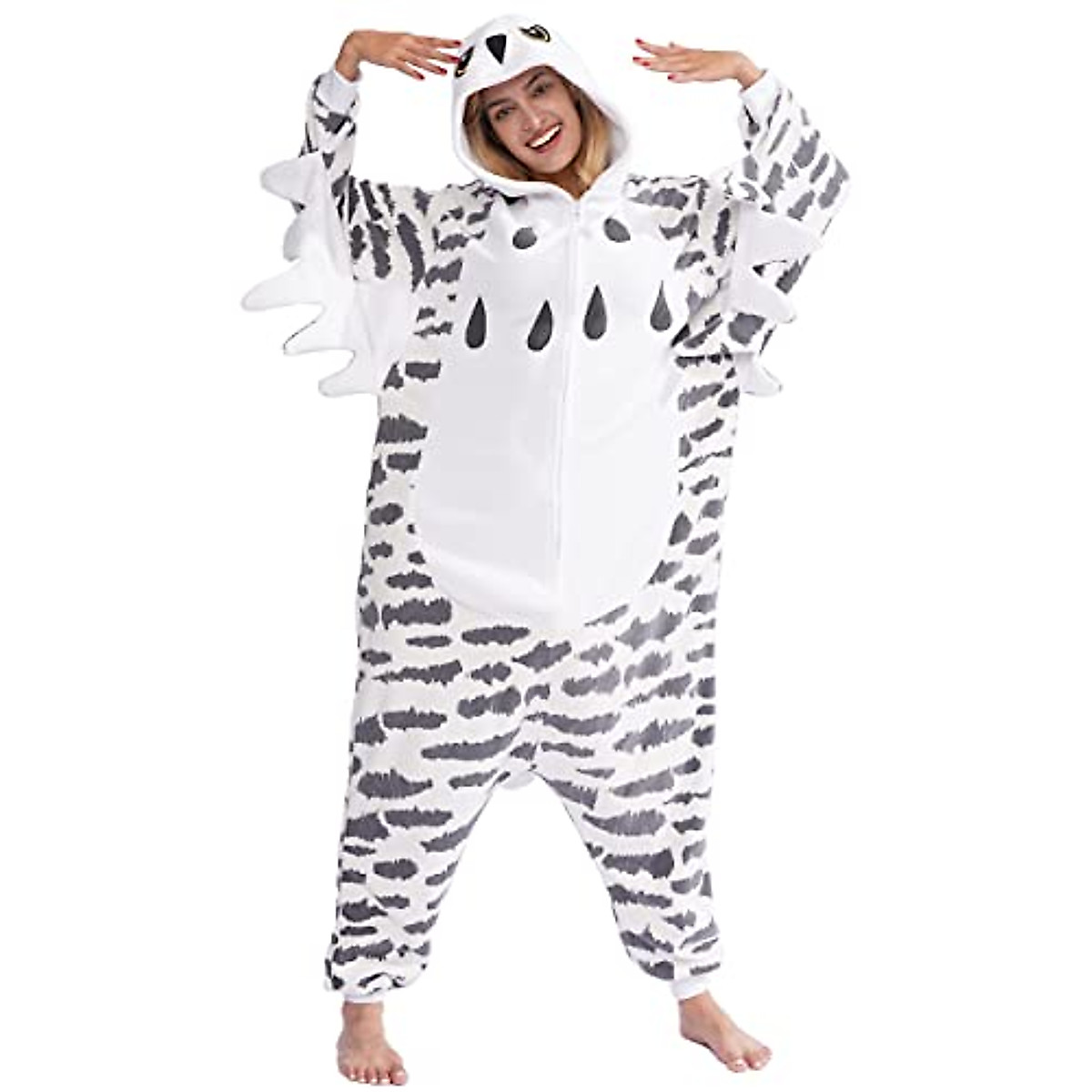 LZBXBXDA Unisex Adult Snowy owl Onesie One Piece Pajamas Animal Christmas Costume Homewear Sleepwear for Women men