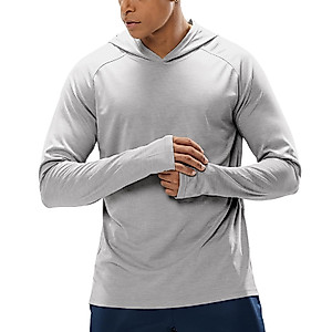 Haimont Men's UPF 50+ Sun Protection Hoodie Shirt Long Sleeve SPF Fishing Outdoor UV Hiking Shirts Lightweight, Light Grey, 3XL