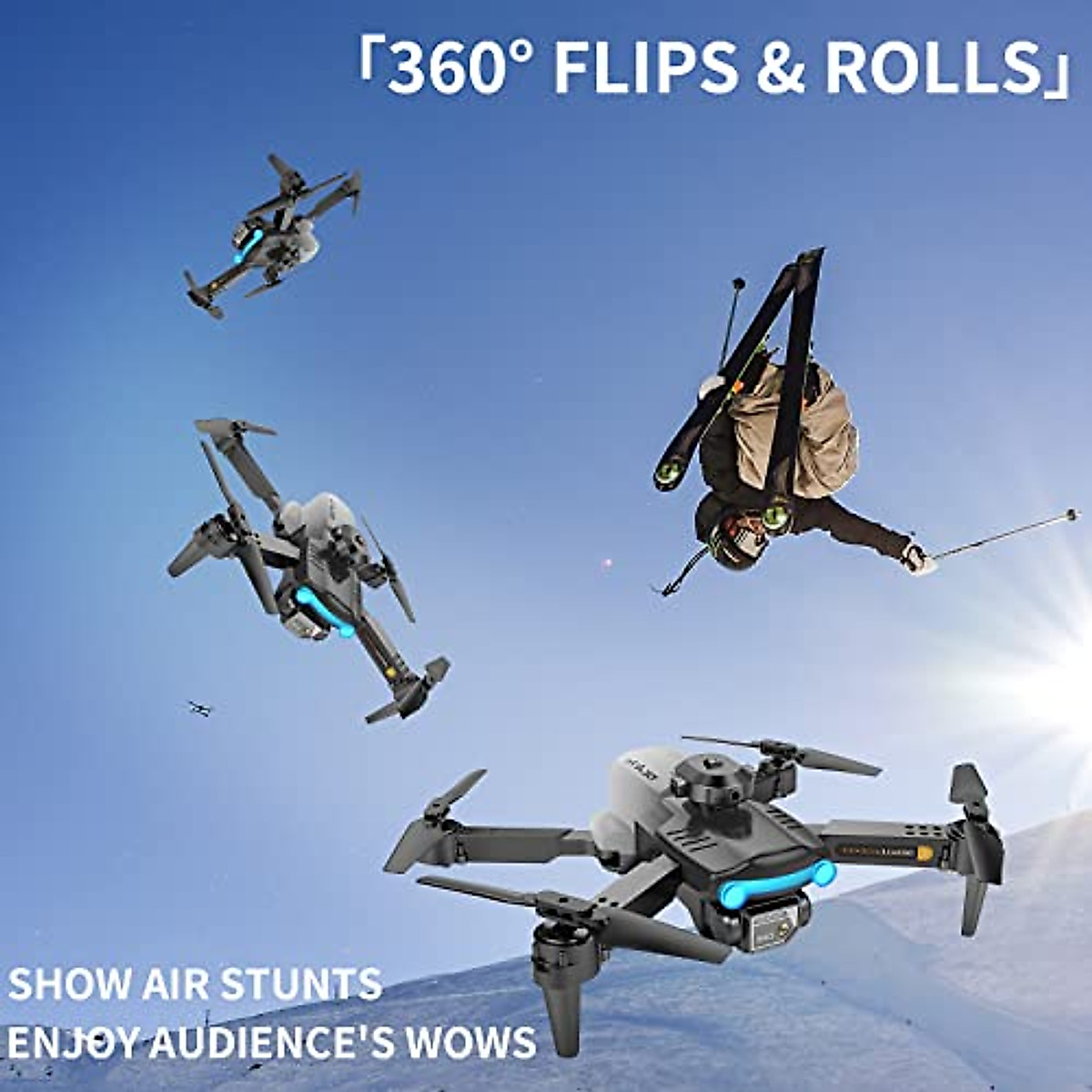 RiskOrb Drone with 1080P Dual Camera for Adults/Kids,FPV Foldable Quadcopter,Carring Bag,2 Batteries