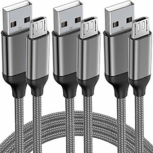 Micro USB Charger Cable 6FT 3Pack Android Charging Cord for PS4,Xbox One Controller,Amazon Echo Dot,Kindle Fire eReaders,Cameras,Samsung Galaxy S7 Edge J7 J5 Tab S2,Note 5,LG G4 G3L K40,Moto E6 E5 G4