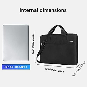 Voova Laptop Sleeve Case Bag Compatible with Macbook Air/Pro 13.3 M2, MacBook Pro 14 M1, 13.5 Surface Laptop 4/3, 13-14 Inch Dell XPS Hp Acer Asus Chromebook Computer Carry Briefcase with Strap,Black