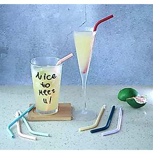 Tegion Reusable Thin Short 6.7" Cute Silicone Bendy Straws for Toddlers&Kids&Baby,6 10 12 oz Wine/Yeti Tumbler, Coffee/Cocktail Mug,Soda Cans,Take n toss Cup/BPA FREE-Small Flexible with Brushes