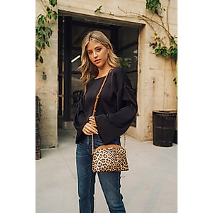 FashionPuzzle Leopard Print Small Dome Crossbody with Chain Strap (Classic Tan/Tan)