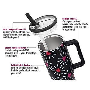 DLOCCOLD 40 oz Tumbler with Handle and Flip Straw, 100% Leak Resistant Leak-Proof Tumbler with Lid and Straw, Insulated Stainless Steel Travel Coffee Mug, Keeps Cold or Hot, Car Cupholder Friendly