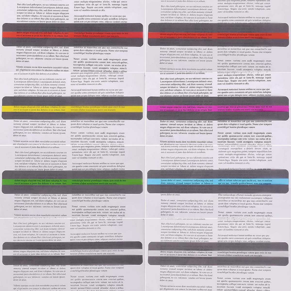 Reading Guide Highlight Strips (32 Pack) Colored Overlays Bookmarks Reading Tracking Rulers for Children, Teachers, and Dyslexics