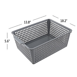 Joyeen 3 Packs Large Organizer Baskets Bins, Plastic Storage Basket (Grey)