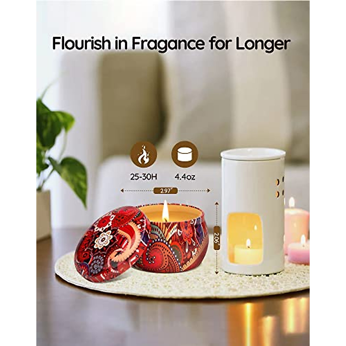 Scented Candles Gifts for Women, Primevolve Home Scented Aromatherapy Candles Set, Strongly Fragrance Essential Oils for Stress Relief, Jar Candles, 100% Soy Wax, 4x4.4oz