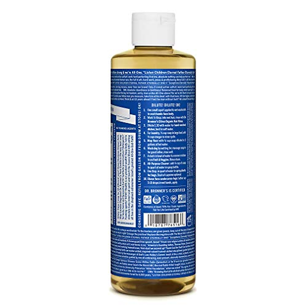 Dr. Bronner’s Pure Castile Liquid Soap Made with Organic Oils, 18-in-1 Uses, Peppermint, 16 oz (2Pack)