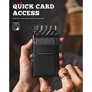 DUGRAFT Minimalist Card Wallet for Men, Slim Wallet Card Holder Pop Up Wallet with Money Front Pocket RFID Blocking Metal Credit Card Case for Men, Small Smart Wallet (Black)