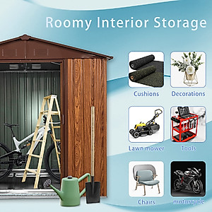 6ft x 6ft Metal Storage Shed for Backyard Lawn, Large Garden Shed Outdoor Utility Tool Shed with Metal Floor Base Pad-lockab