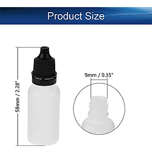 1/2 oz (15ml) LDPE Plastic Thin Tip Dropper Bottles, Small Empty Squeeze Dropper Bottles - Solvents, Essential Oils, Eye drops, Saline, Arts and Crafts -BPA Free -pack of 6 with mixed color caps