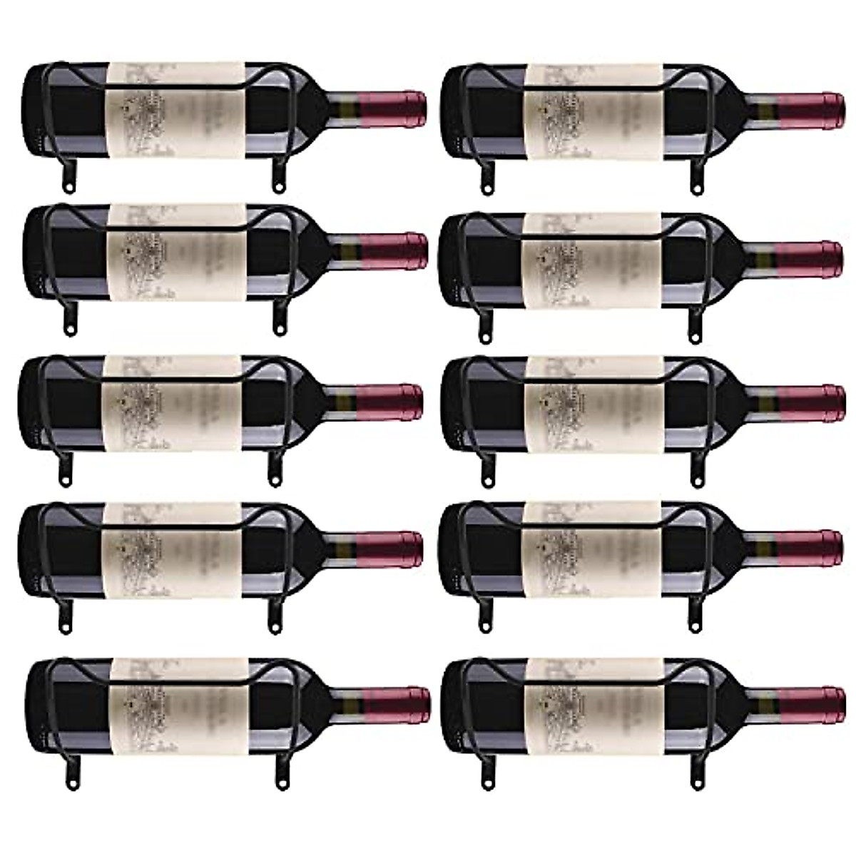 HighFree Wall Mounted Wine Racks 10 Pack Iron Wine Bottle Display Holder Rack Hanging Wine Organizer Rack with Screws for Beverages/Liquor Bottles Storage