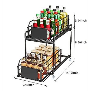 YEPLINS Under Sink Organizers and Storage, 2 Tier Bathroom Organizer Countertop,Bathroom Organizer Under Sink Drawers Slide Out Storage Shelf