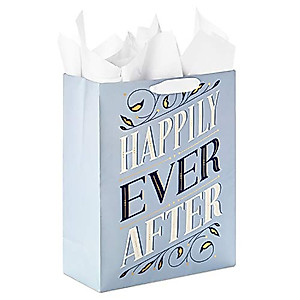 Hallmark 15" Extra Large Gift Bag with Tissue Paper ("Happily Ever After") for Weddings, Engagements, Bridal Showers, Vow Renewals
