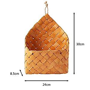 UXZDX Woven Wall Hanging Flower Basket Wall Decoration Storage Basket Hanging Basket Flower Basket Flower Plant Storage Basket, Natural Material,Handmade