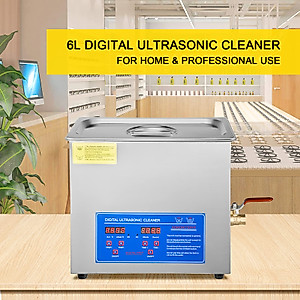 VEVOR Commercial Ultrasonic Cleaner 6L Professional Ultrasonic Cleaner 40kHz with Digital Timer&Heater 110V Excellent Cleaning Machine for Watch Instruments Industrial Parts Excellent Cleaner Solution