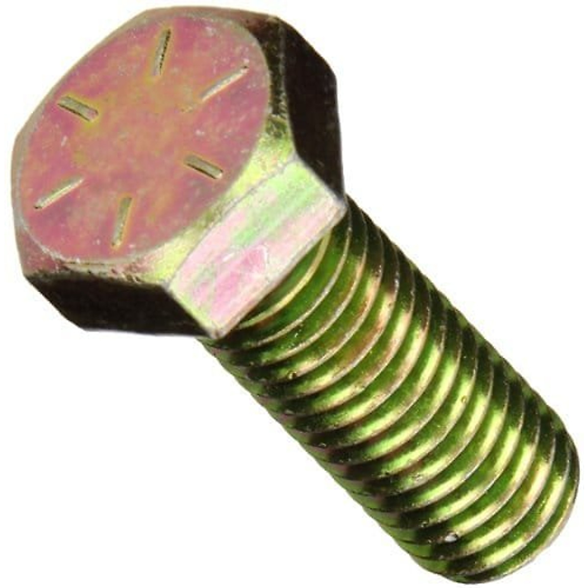 1/4-20 x 1/2 Hex Head Cap Screws, Alloy Steel Grade 8, Zinc Yellow Plating (Quantity: 100 pcs) - Coarse Thread UNC, Fully Threaded, Length: 1/2 Inch, Thread Size: 1/4 Inch