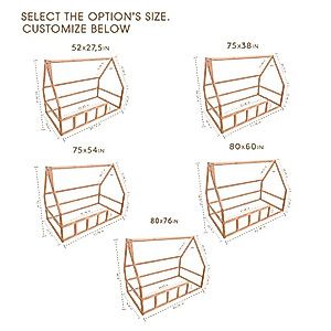 BUSYWOOD Montessori Platform Bed - Toddler bed - Kids Floor Bed House Frame - Natural Wood Daybed Frame - Unique bed (Model 1, Natural Wood, Floor Bed)