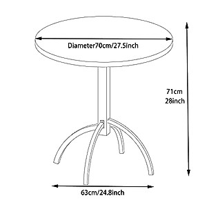 Lisuden Patio Bistro Metal Table Set with 2 Chairs, Outdoor Steel Slat Round Table for 2 Person, 27.5"(Dia) x28(H), Weather-Resistant Furniture Table Conversation Set for Backyard, Garden (White)