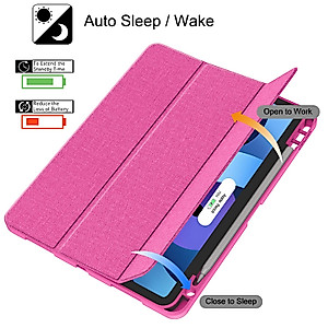 Soke iPad Air Case 5th/4th Generation 10.9 Inch with Pencil Holder - [Full Body Protection + Apple Pencil Charging], Soft TPU Back Cover for 2022 New iPad Air Gen 5 & 2020 iPad Air Gen 4, Pink