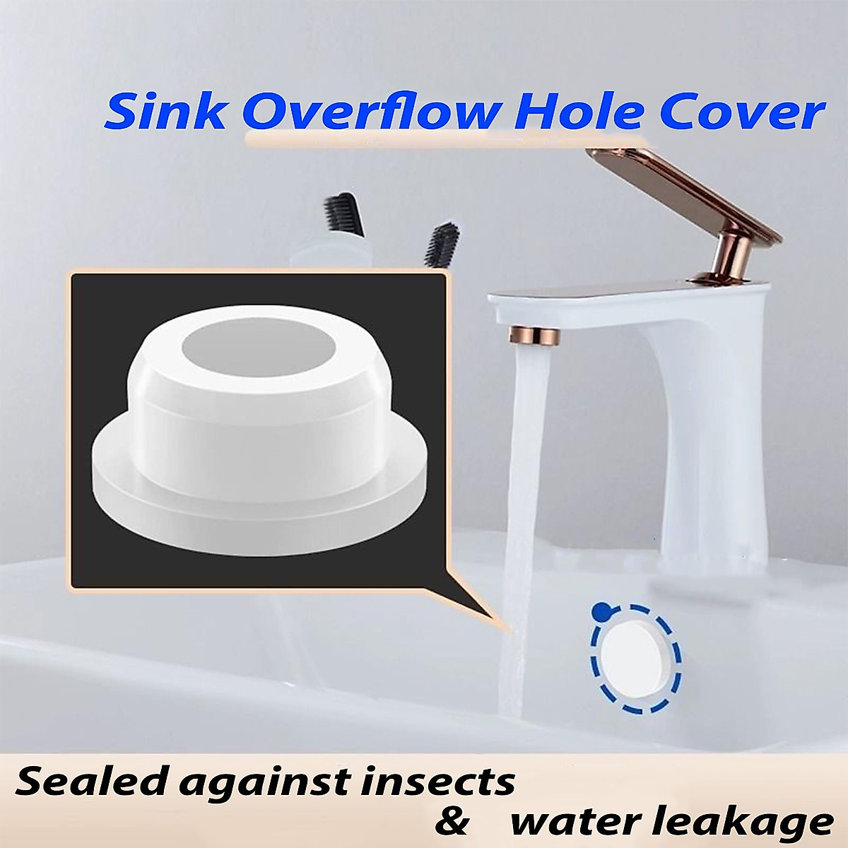 4 Pack Sink Overflow Hole Cover for Kitchen Sink Hole Overflow Cap for Bathroom Sink Basin Trim Overflow Cover Insert in Hole Round Caps (White)