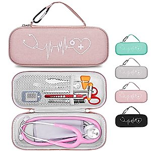 HESPLUS Stethoscope Case for 3M Littmann Classic III, Lightweight II S.E, Cardiology IV Diagnostic, MDF Acoustica Deluxe Stethoscopes, Extra Room for LED Penlight Scissors and Nurse Accessories, Pink
