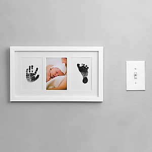 Green Pollywog | Baby Handprint and Footprint Kit | Elegant White Picture Frame | Non-Toxic | Inkless Footprint | Baby Footprint Frame | Newborn Footprint Kit | Baby Ink Pad | Dog Paw Prints