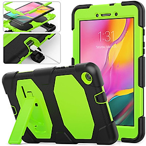 HXCASEAC SM-T290/SM-T295/SM-T297 Galaxy Tab A Case 2019 (8.0 inch) with Kickstand, Full Body Duty Case Shockproof Protective Cover, Built-in Screen Protector for Galaxy Tab A 2019 8.0,Yellow Green