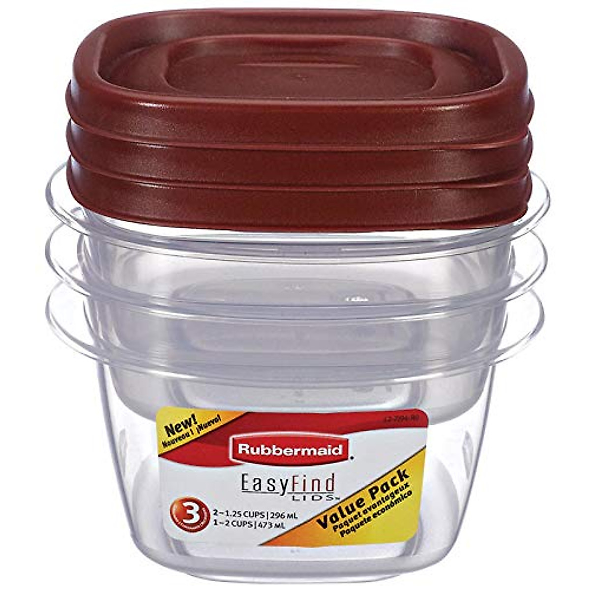 Rubbermaid Food Storage Container 6 Piece 1-1/4 Cup Square Clear Base